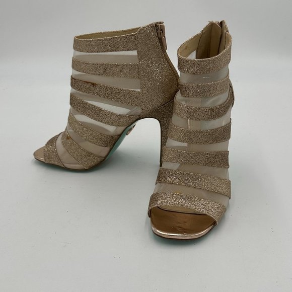 BetseyJohnson | Shoes | Betsey Johnson Hazel Gold Glitter Mesh Peeptoe ...